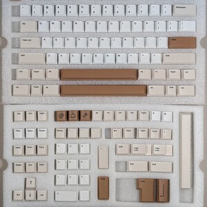 Minimal & Soft Beige and Brown Keycap Set PBT Cherry Profile Dye ...