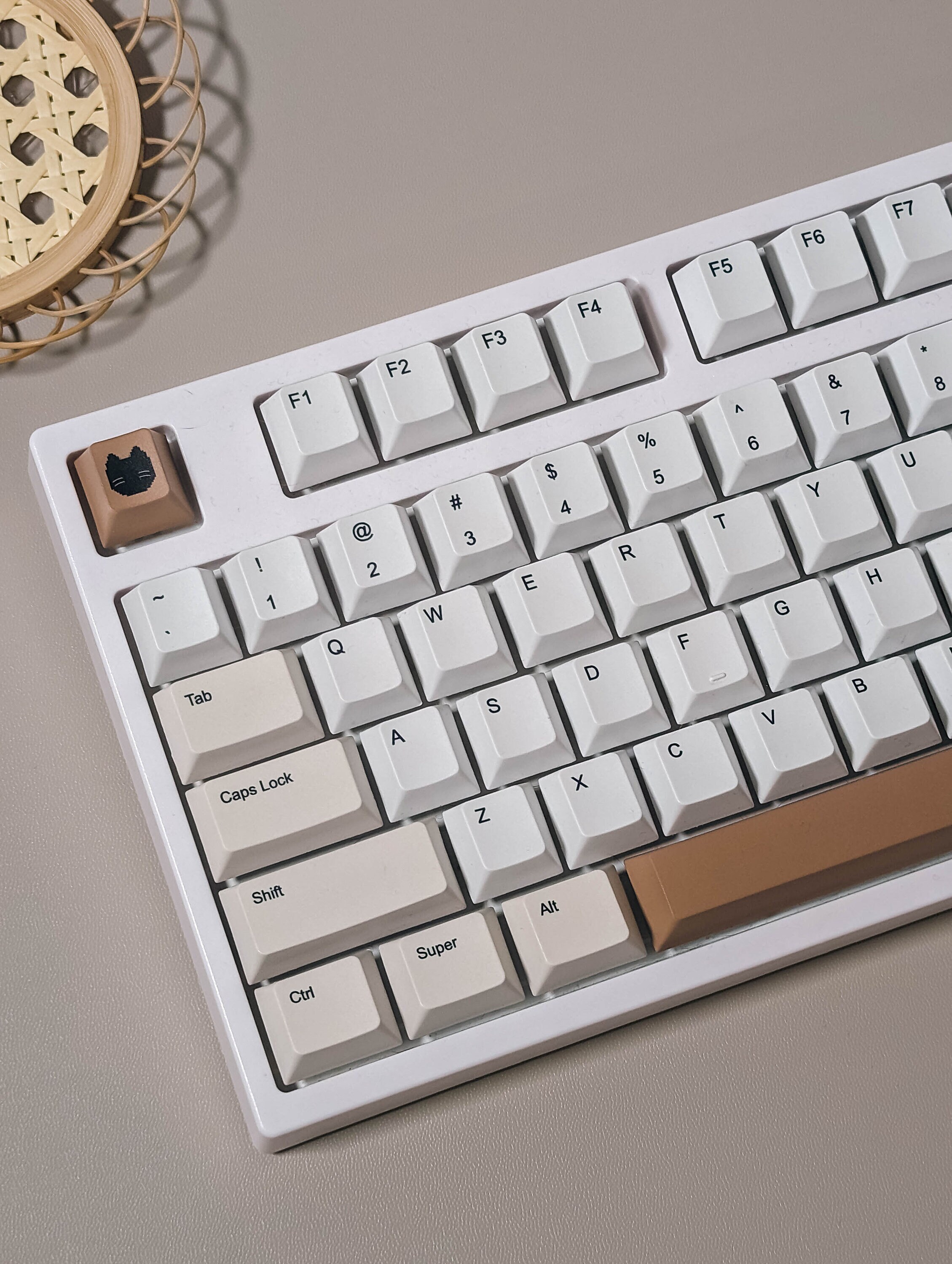 Minimal & Soft Beige and Brown Keycap Set PBT Cherry Profile Dye ...