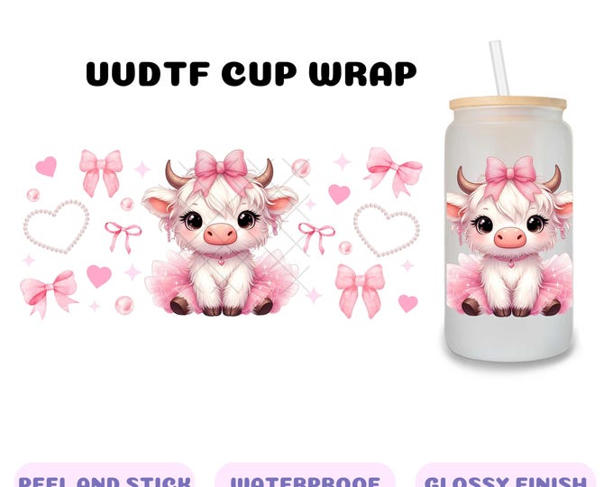 Highland Cows PINK Permanent Uvdtf Cup Wraps for 16oz Cups - Etsy