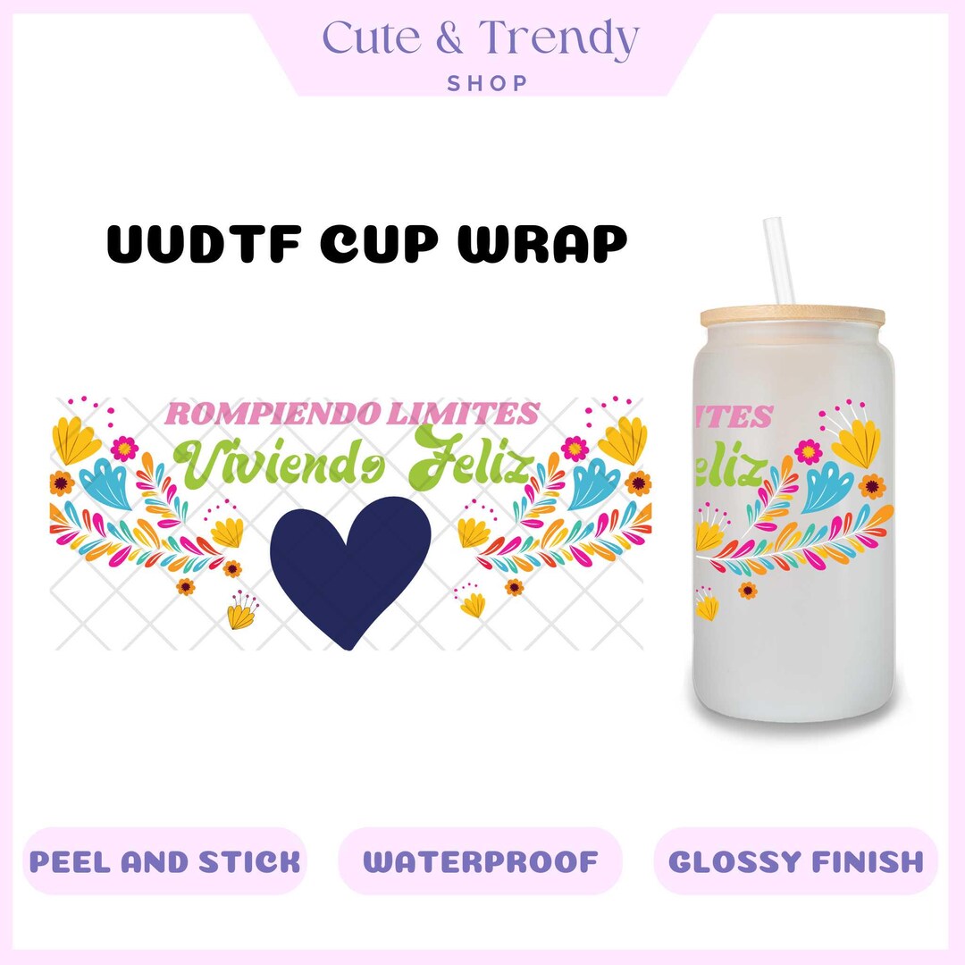 UVDTF Spanish Quotes, Vive Feliz , Cup Wrap, DIY, Sticker, Permanent - Etsy