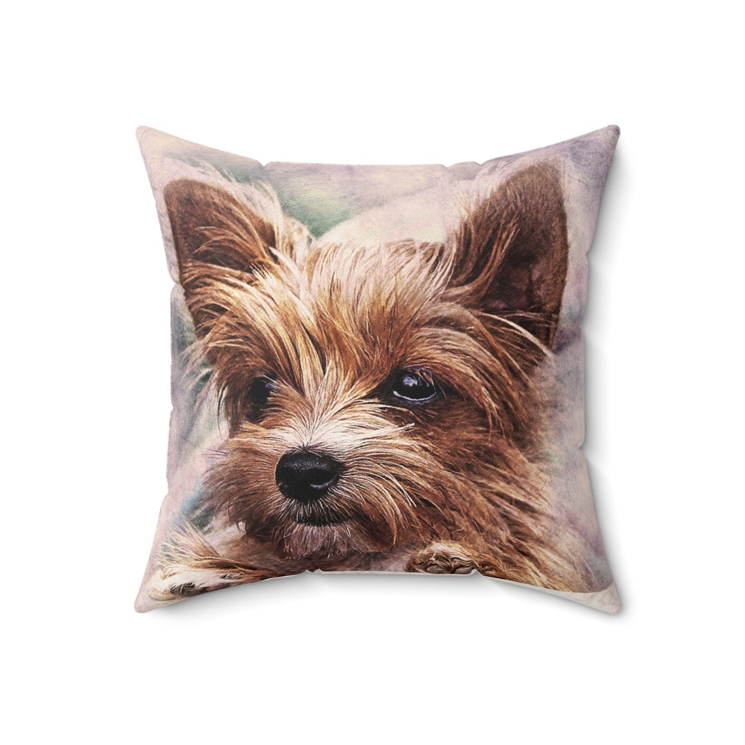 YORKIE Yorkshire Terrier Puppy Dog Face Pillow, Watercolor Dog Throw ...