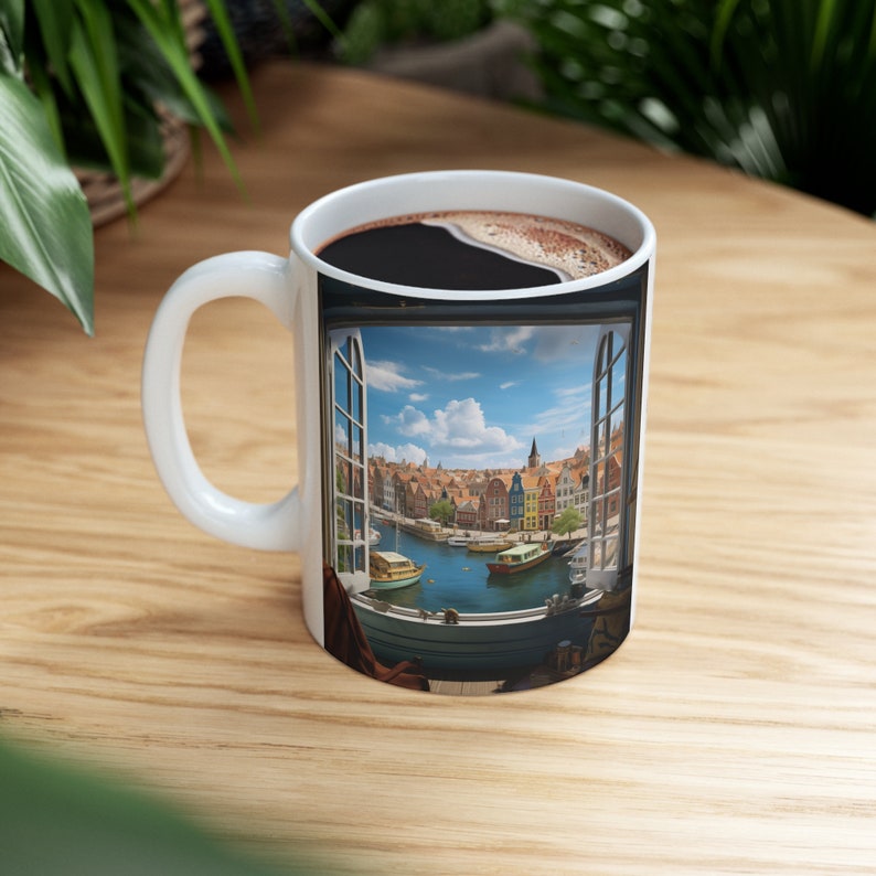 3D Perspective View Landscape of willemstad Curacao From a Window Mug ...