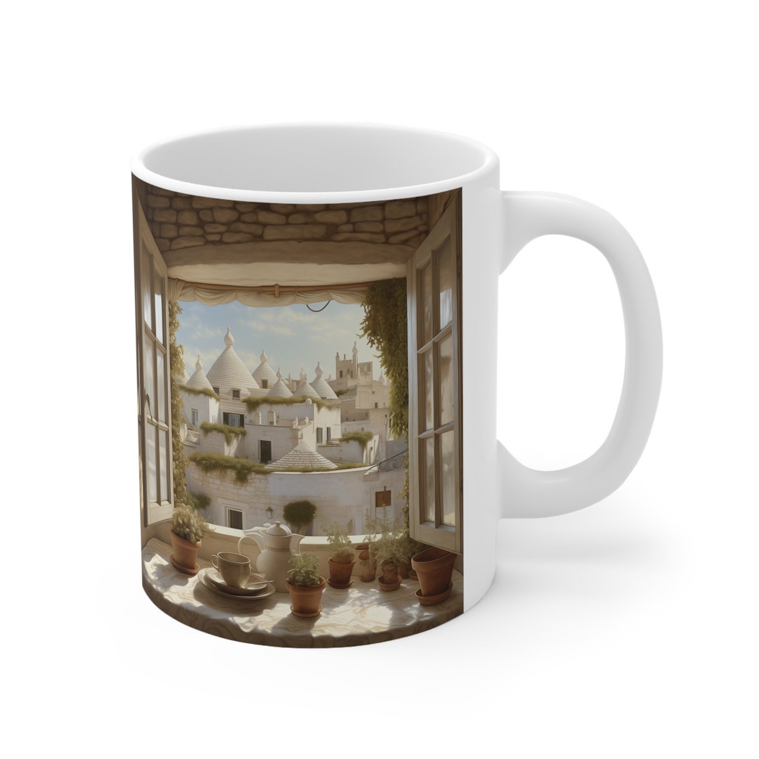 3D White Townscape "alberobello Italy" From a Window With House Plants ...
