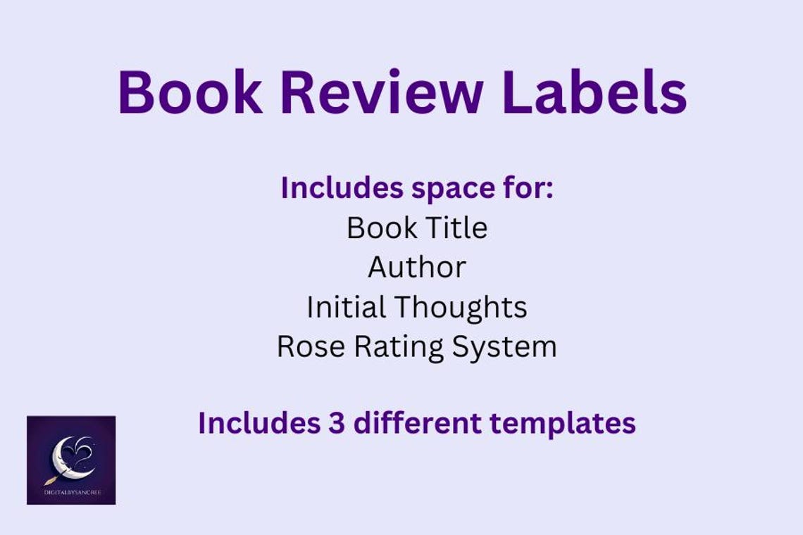 Book Review Labels 3 Unique Templates Track Title, Author, Thoughts ...