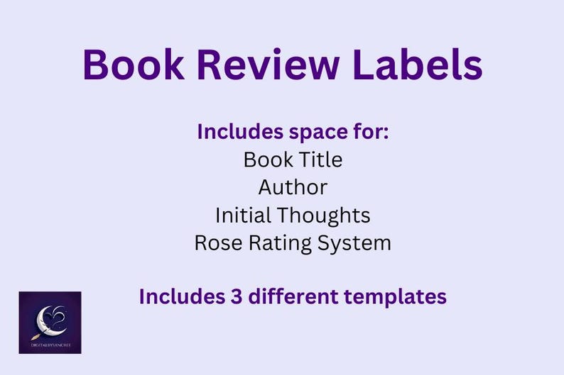 Book Review Labels 3 Unique Templates Track Title, Author, Thoughts ...