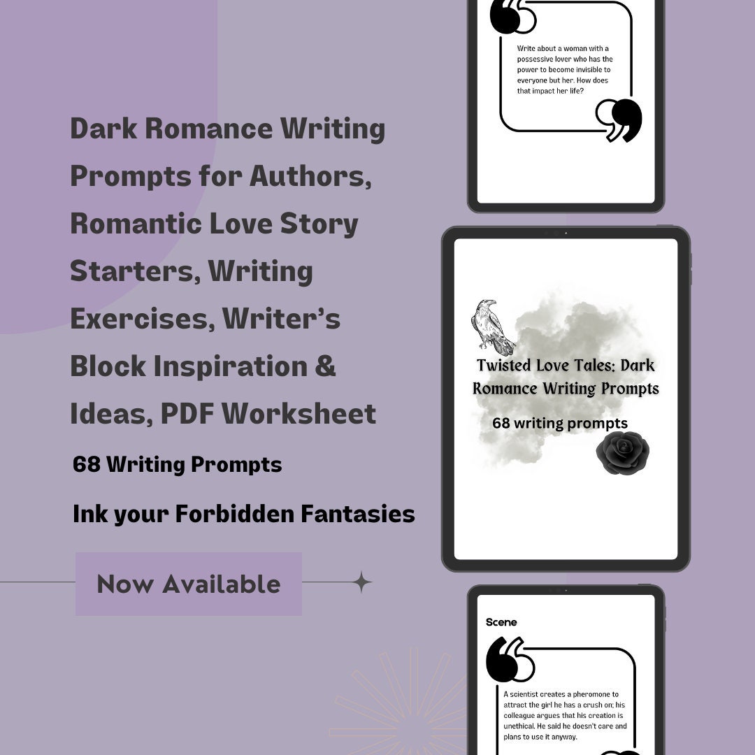 Dark Romance Writing Prompts For Authors Romance Love Story Starters Digital Downloads
