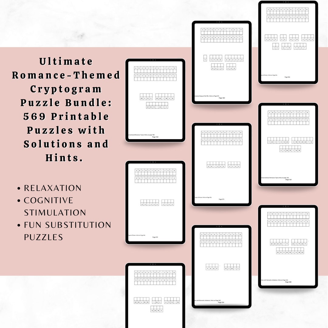 Ultimate Romance-themed Cryptogram Puzzle Bundle: 569 Printable ...