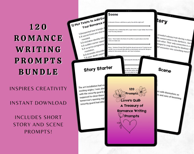 120 Romance Writing Prompts Bundle With Templates - Instant Download ...