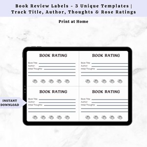 Book Review Labels - 3 Unique Templates | Track Title, Author, Thoughts ...