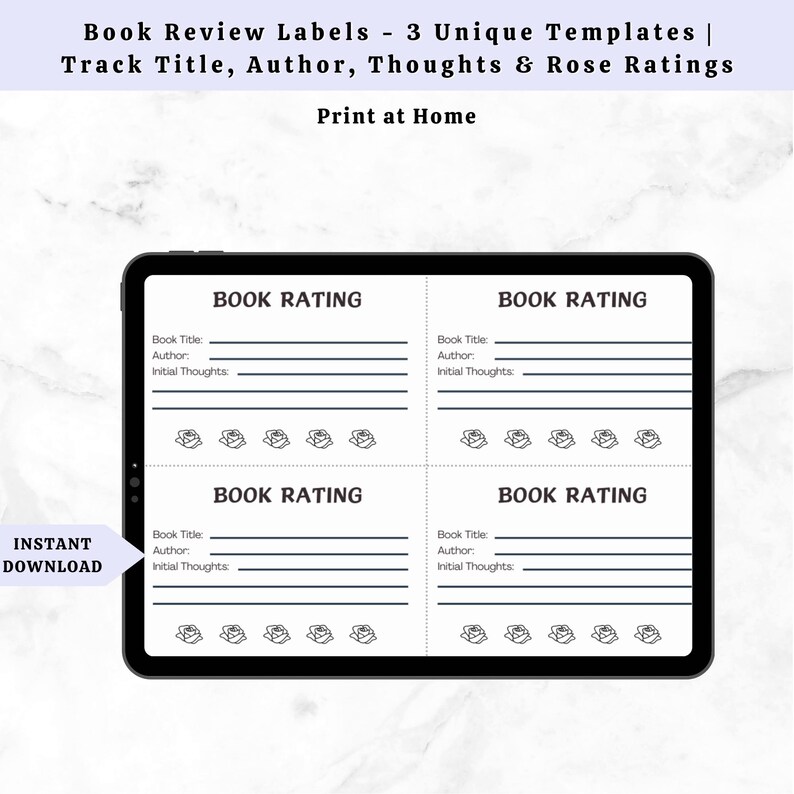 Book Review Labels 3 Unique Templates Track Title, Author, Thoughts ...