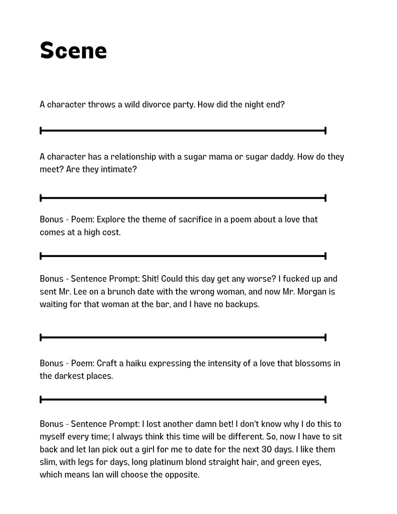 120 Romance Writing Prompts Bundle With Templates - Instant Download ...