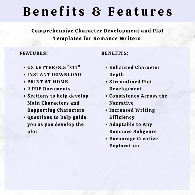 Romance Novel Character & Plot Templates – Writing Tools (digital ...