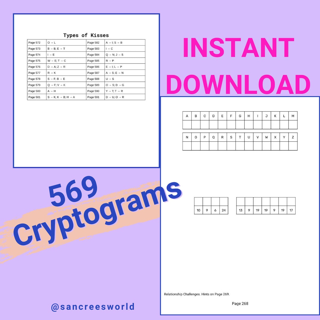 569 Cryptogram Puzzles in Printable Pdfs Adult Activity Book Romance ...