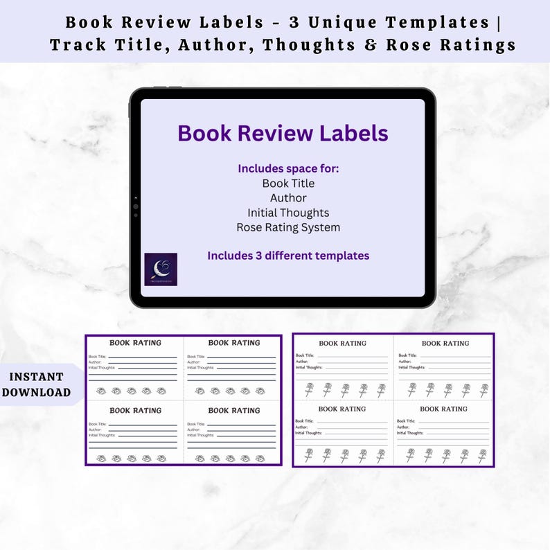 Book Review Labels 3 Unique Templates Track Title, Author, Thoughts ...