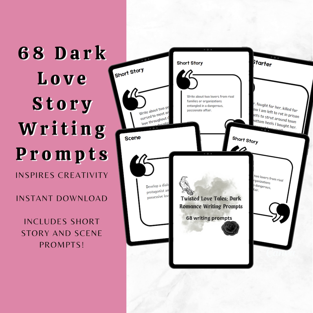 68 Dark Love Story Writing Prompts Bundle With Templates - Instant ...