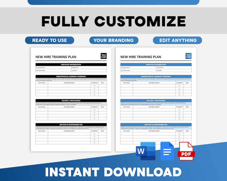New Hire Training Plan | Employee Orientation Guide | Employee ...