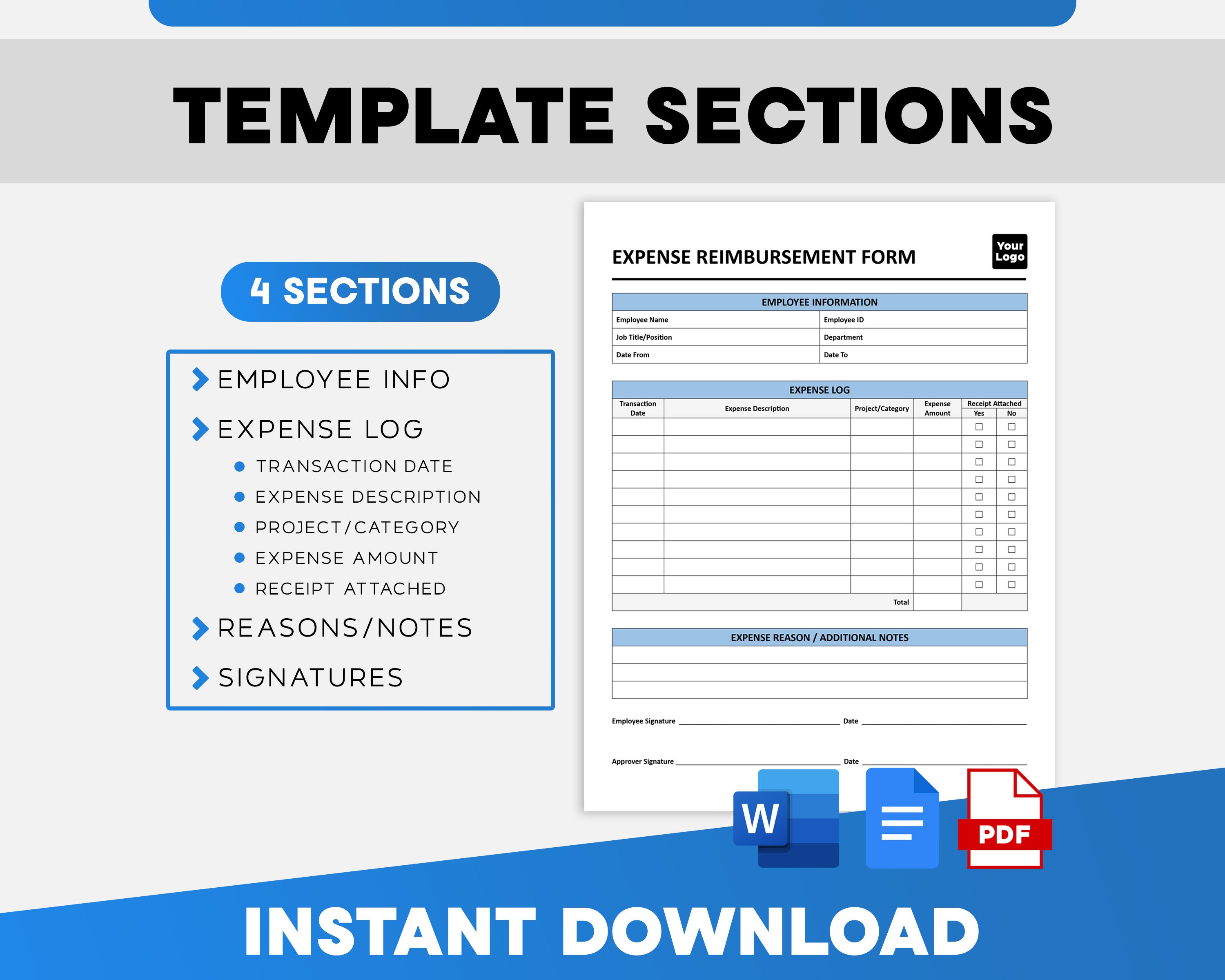 Employee Expense Reimbursement Form | Employee Expense Request Form ...