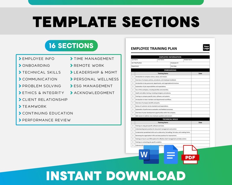 Employee Training Plan Template | New Hire Training Plan | Employee ...
