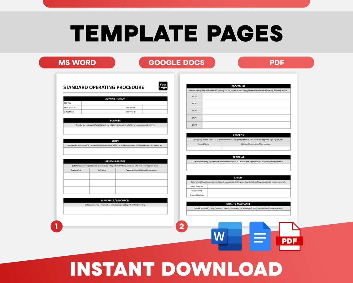 Standard Operating Procedure | SOP Business Document | Employee Work ...