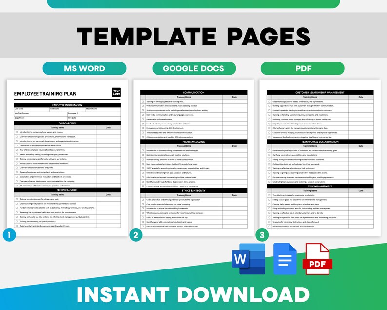 Employee Training Plan Template | New Hire Training Plan | Employee ...