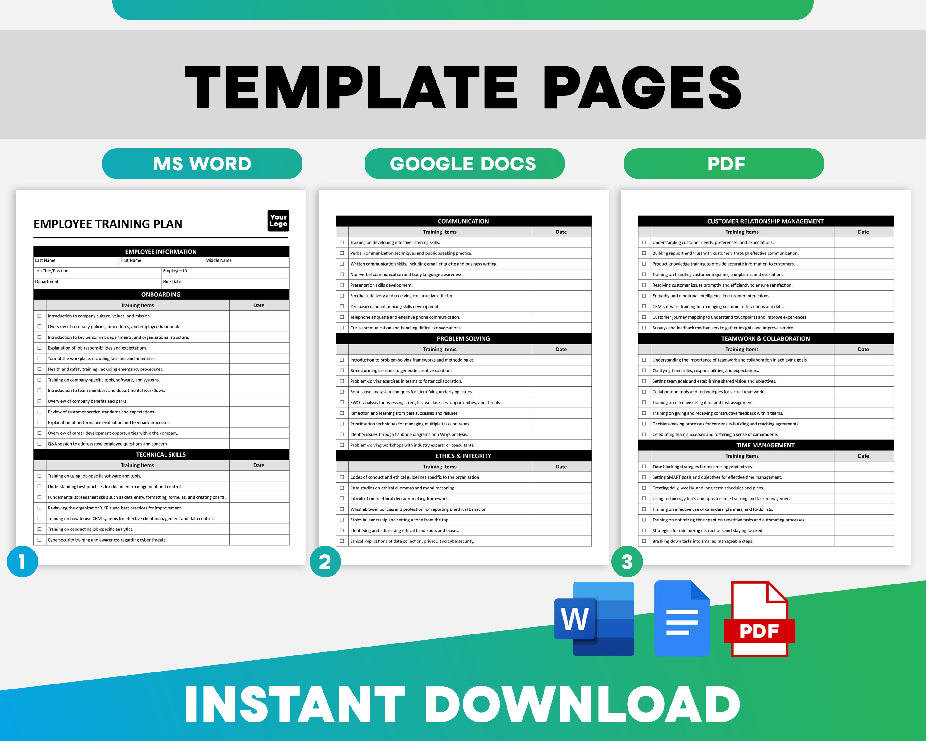 Employee Training Plan Template | New Hire Training Plan | Employee ...