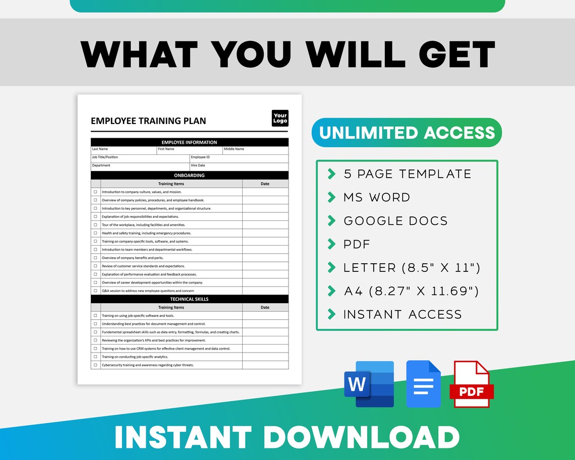 Employee Training Plan Template | New Hire Training Plan | Employee ...