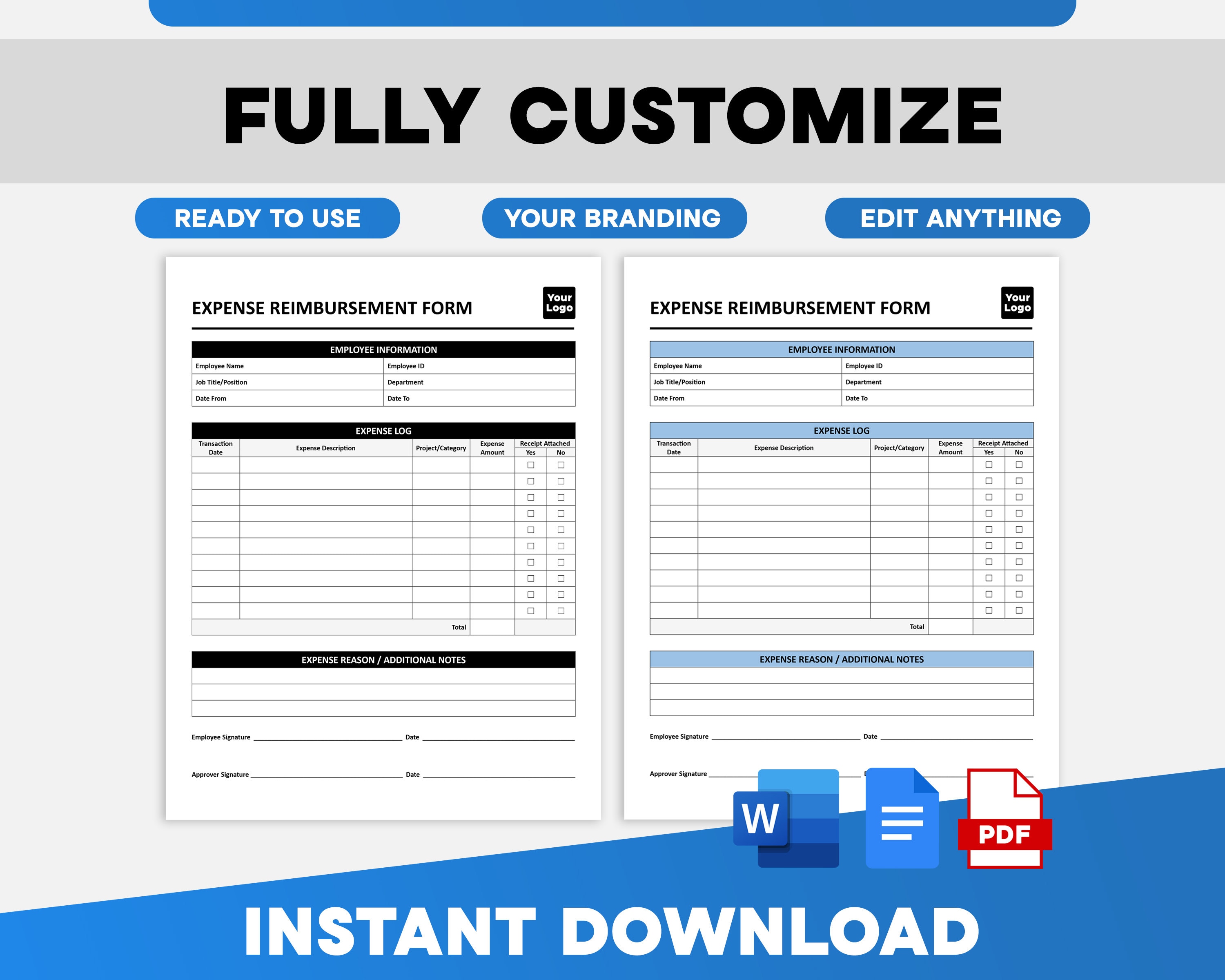 Employee Expense Reimbursement Form | Employee Expense Request Form ...