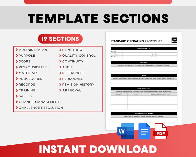 Standard Operating Procedure | SOP Business Document | Employee Work ...