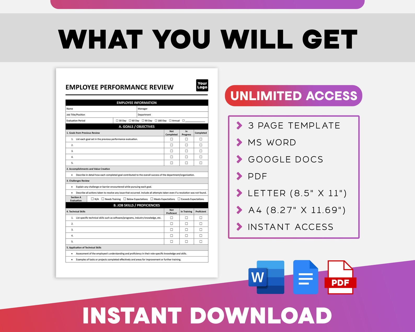 Employee Performance Review | Employee Self-assessment Form Template ...