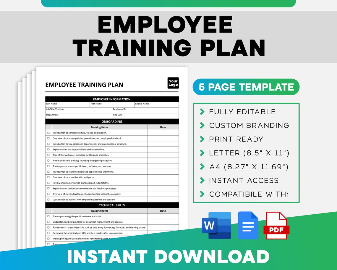 Employee Training Plan Template | New Hire Training Plan | Employee ...