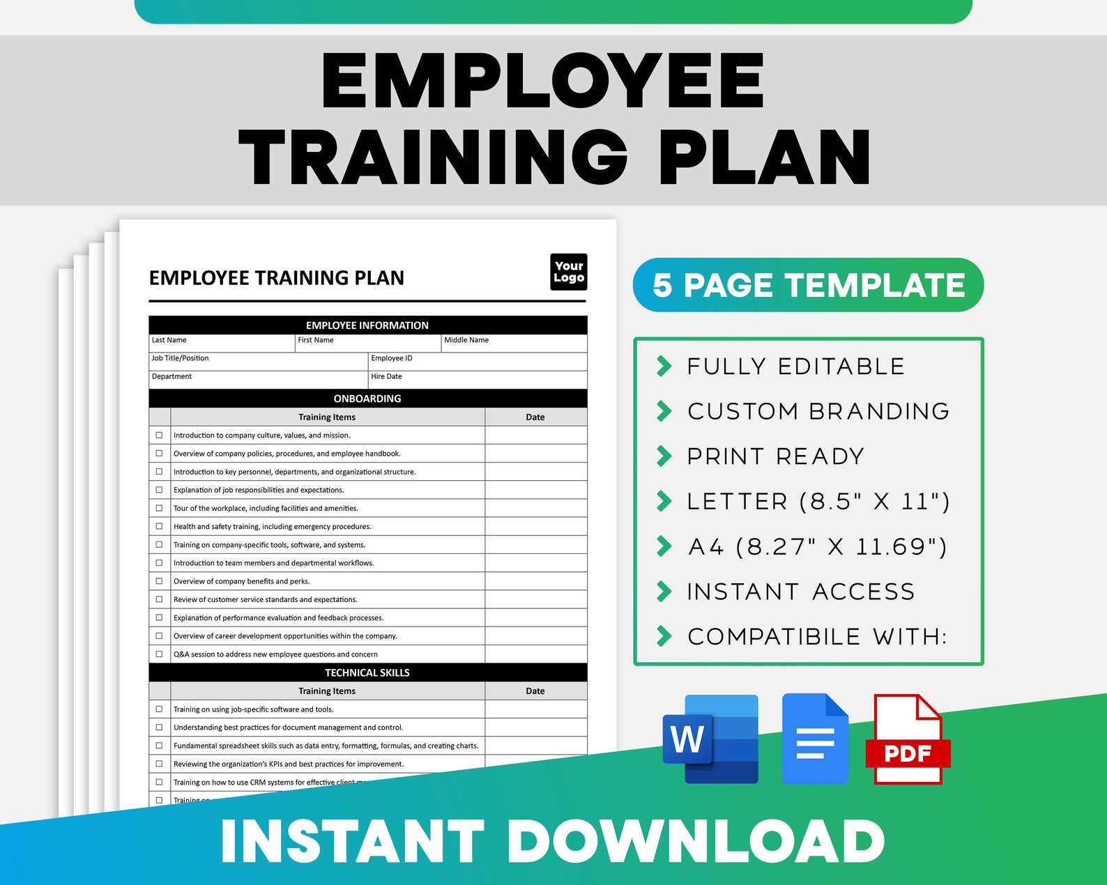 Employee Training Plan Template | New Hire Training Plan | Employee ...