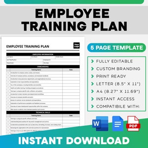 Employee Training Plan Template | New Hire Training Plan | Employee ...