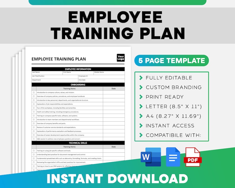 Employee Training Plan Template New Hire Training Plan Employee ...