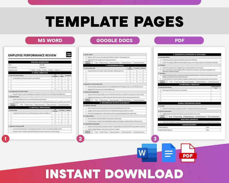 Employee Performance Review | Employee Self-assessment Form Template ...