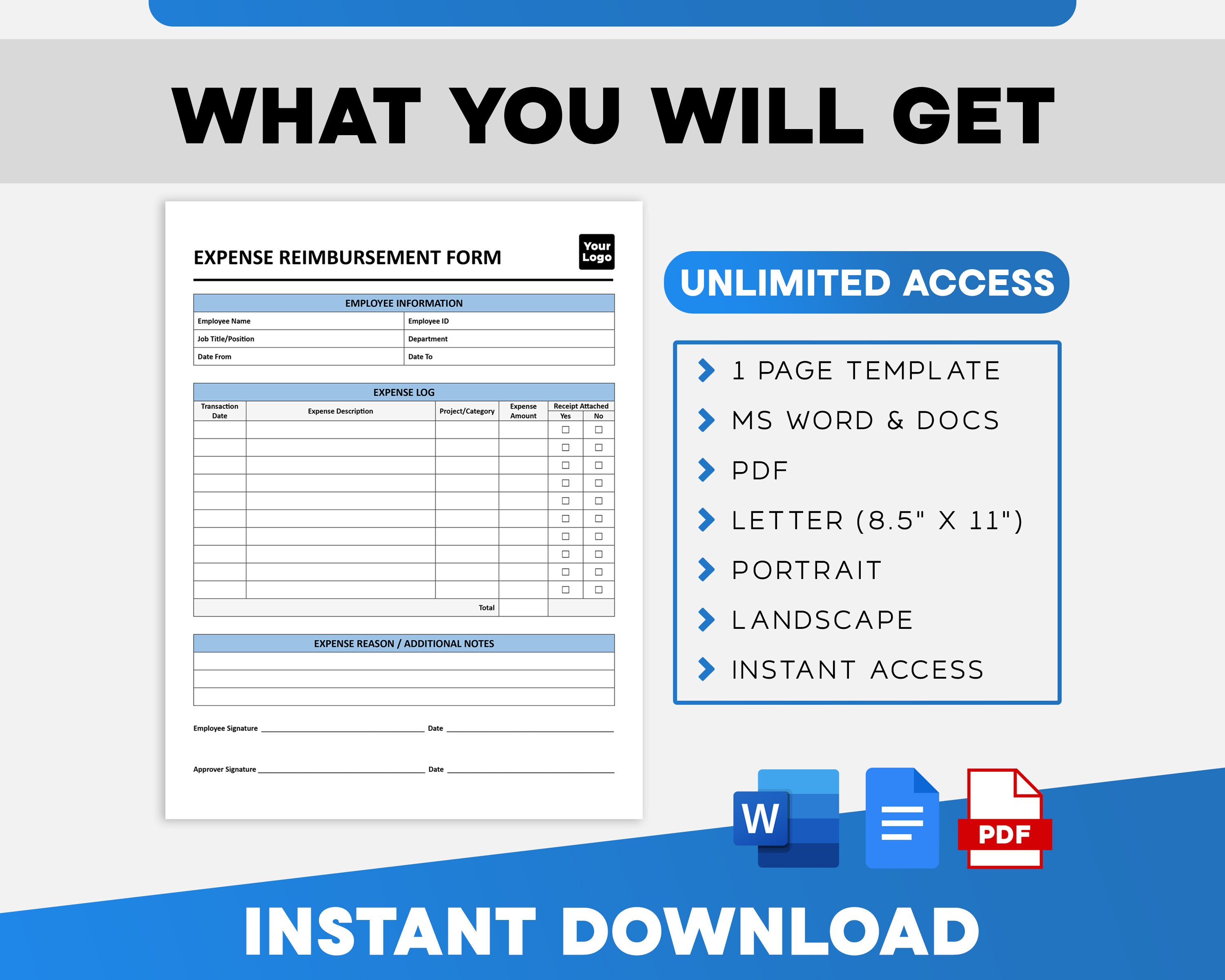 Employee Expense Reimbursement Form | Employee Expense Request Form ...