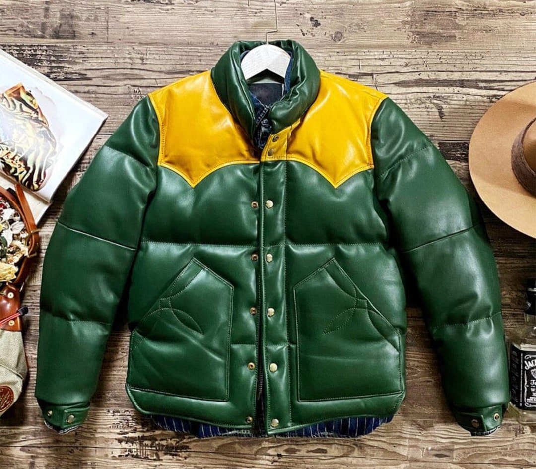Men Genuine Sheep Skin Leather Puffer Jacket, Men Genuine Sheep Skin ...
