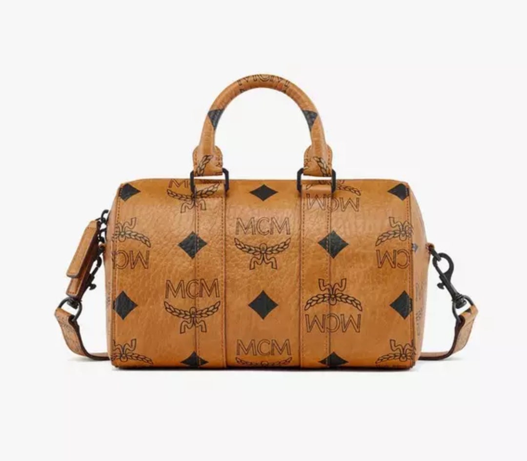 Small Maxi Visetos Boston Bag With Nappa Leather Trim, MCM Travel Bag ...