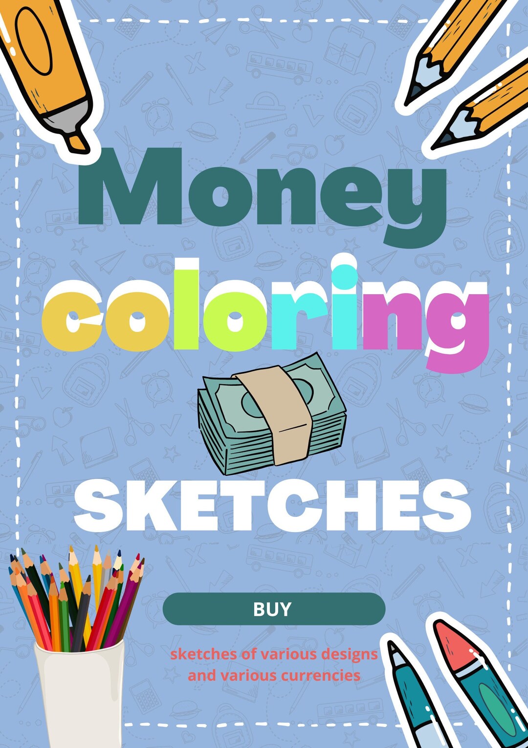 Money Coloring Sketches (coloring Book) - Digital PDF Templates (for ...