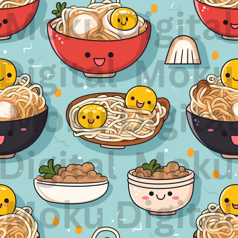Kawaii Food Seamless Pattern Digital Paper Seamless Pattern Cute Food ...