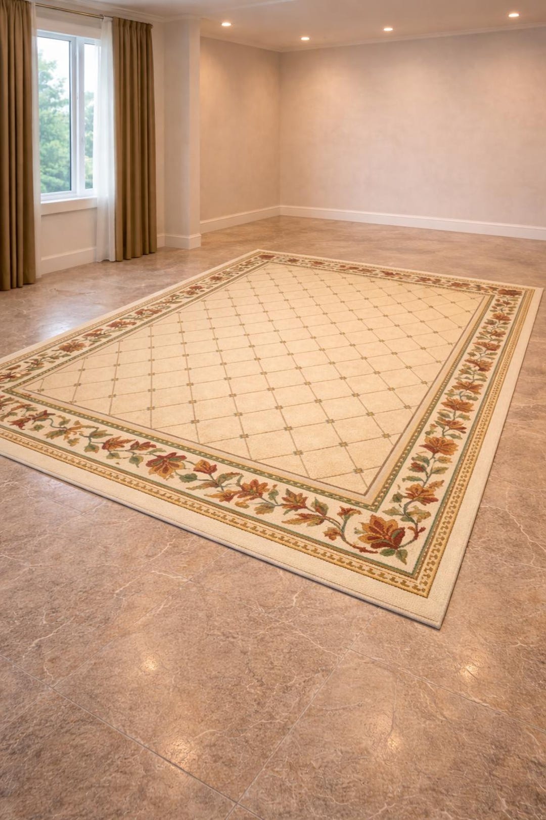 Traditional Abushan Hand Tufted Rug – Floral Border Wool Area Rug ...