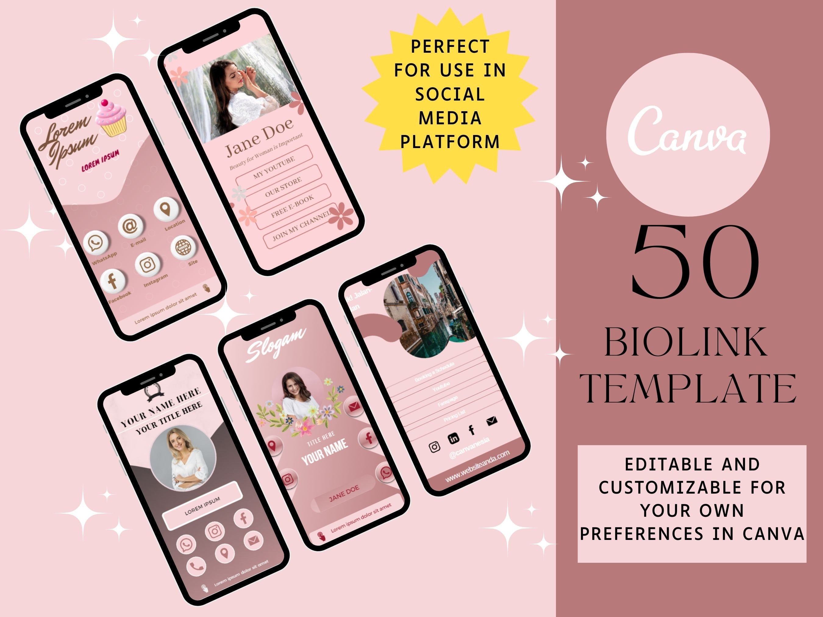 50 Link in Bio Biolink Instagram Template| Beauty, Travel Agent ...