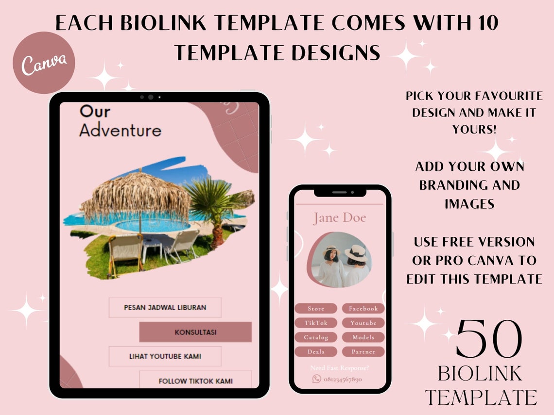 50 Link in Bio Biolink Instagram Template| Beauty, Travel Agent ...