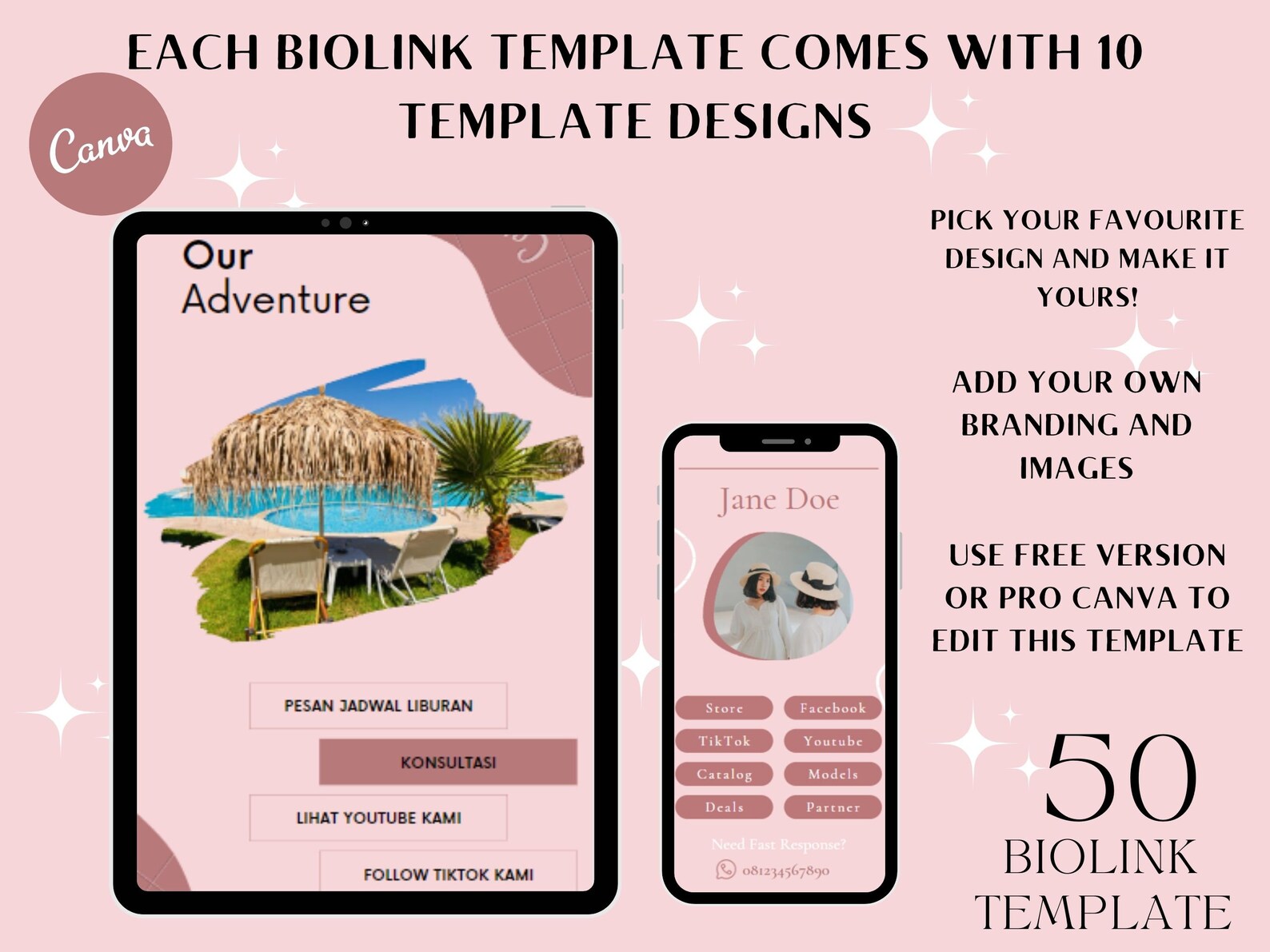 50 Link in Bio Biolink Instagram Template| Beauty, Travel Agent ...