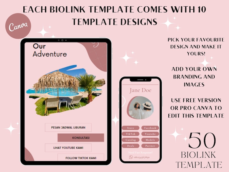 50 Link in Bio Biolink Instagram Template| Beauty, Travel Agent ...