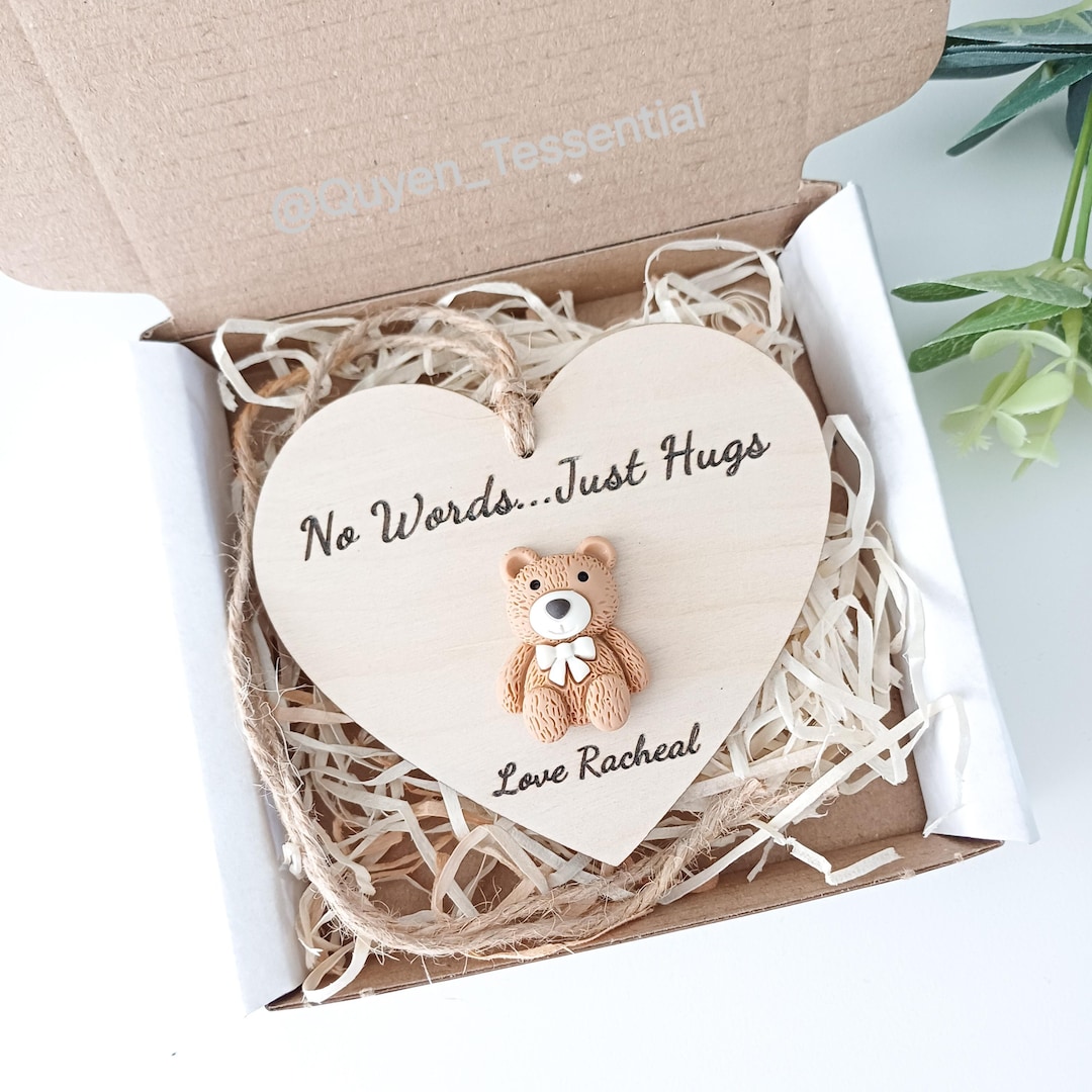 3D Bear- No Words Just Hugs Box | Custom Sympathy Keepsake Gift for ...
