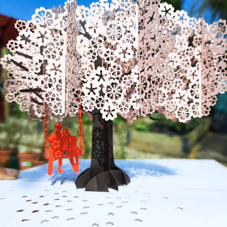 Roman Cherry Blossom Tree Pop up Card, 3D Laser Cut Card for Him or Her ...