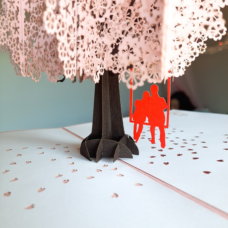 Roman Cherry Blossom Tree Pop up Card, 3D Laser Cut Card for Him or Her ...