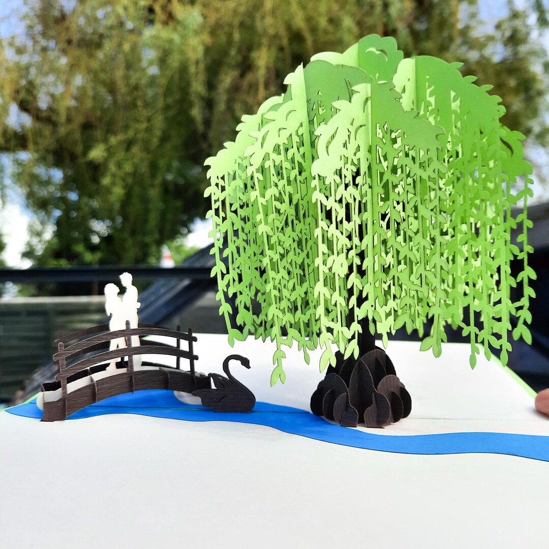 Romantic Weeping Willow Tree Card, Laser Cut Pop up Card, Wedding ...