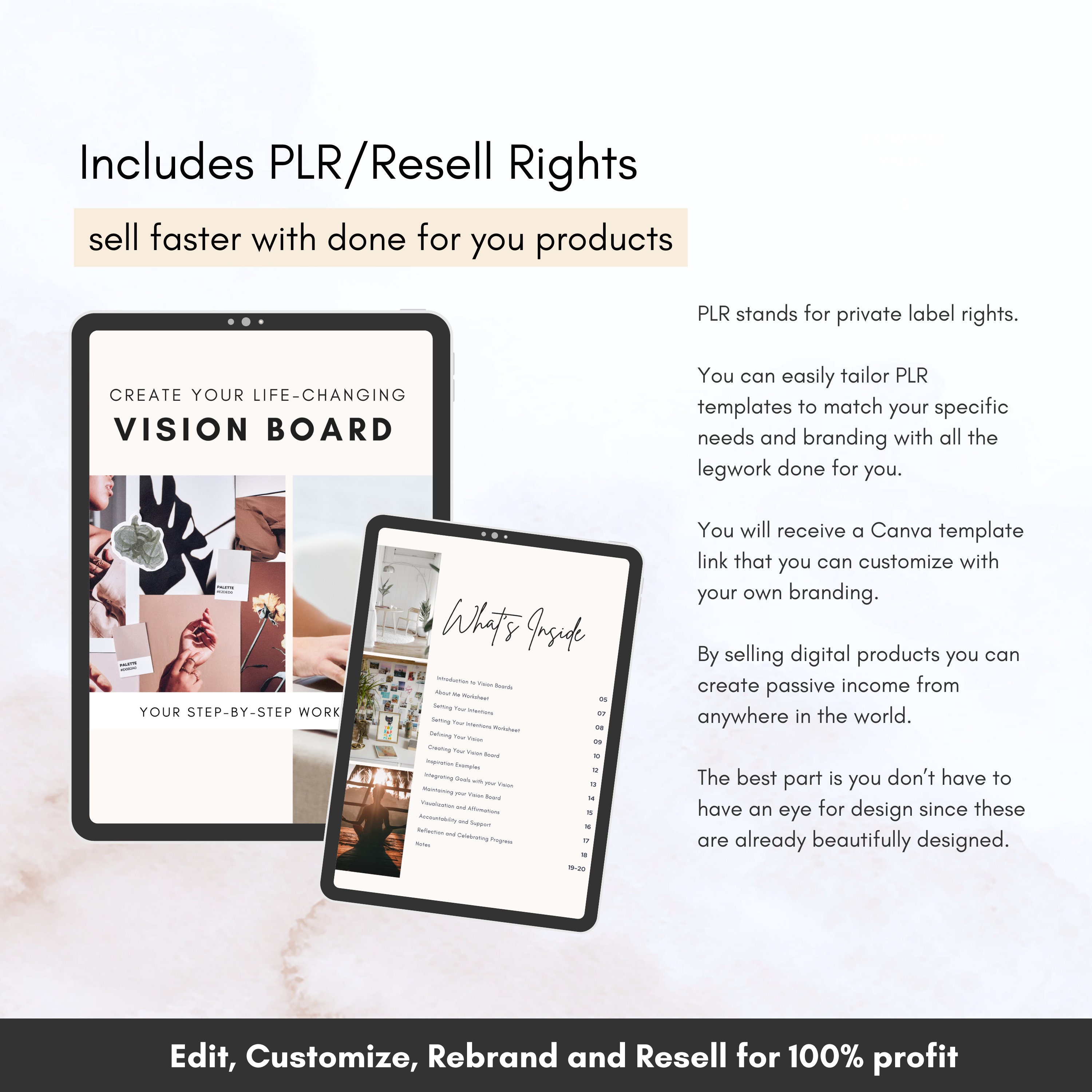 Vision Board Workbook and Guide With Private Label (PLR) Resell Rights ...