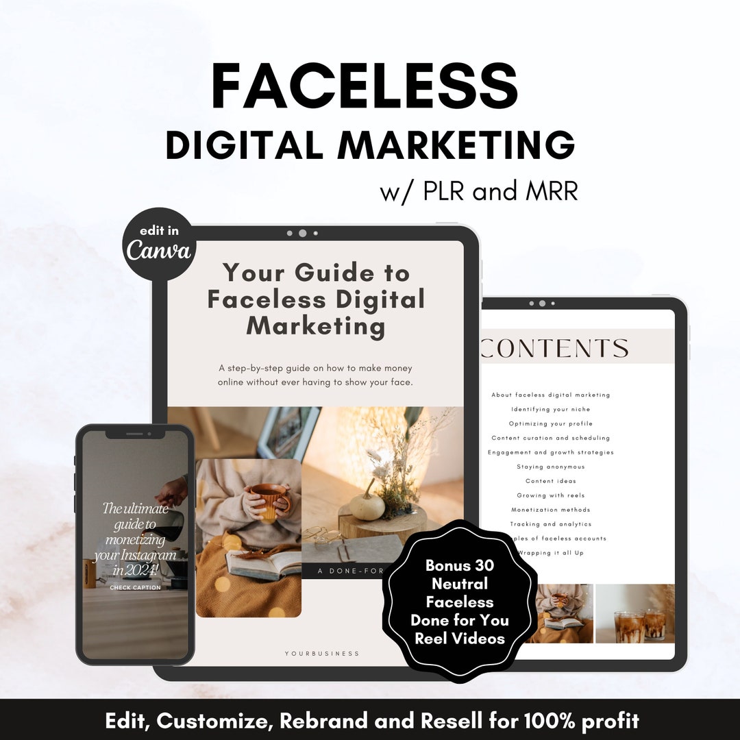 Faceless Digital Marketing Done for You Guide W/master Resell Rights ...